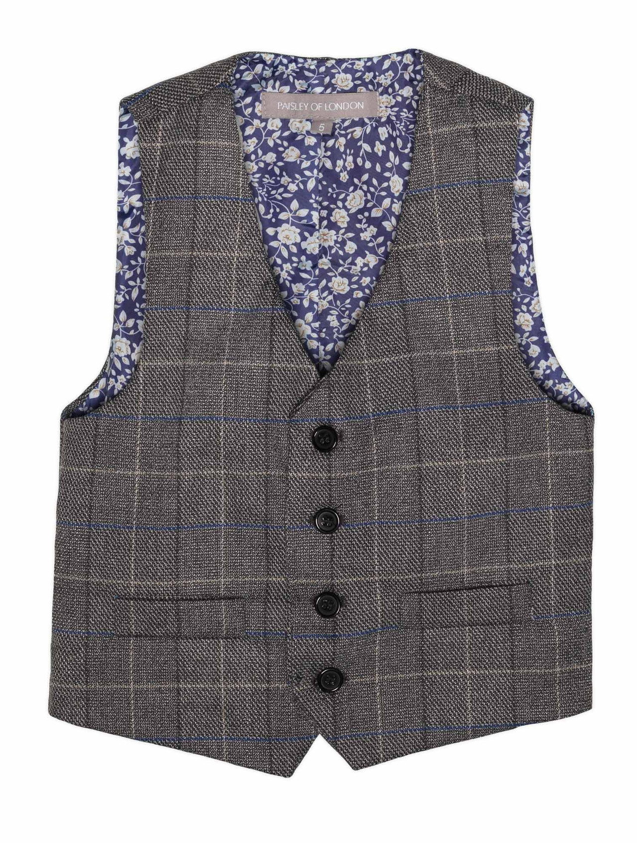 Boys grey check waistcoat | Boys grey wedding outfits