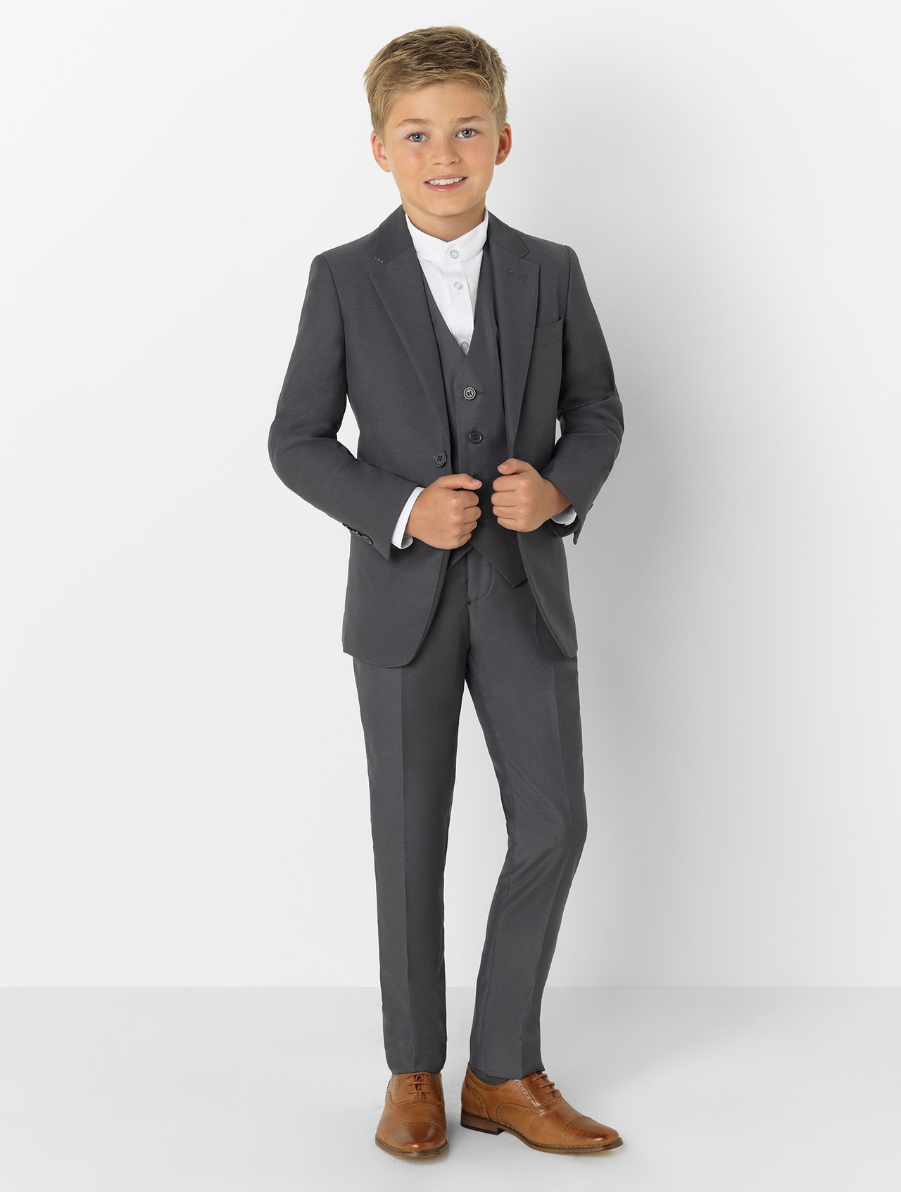 Boys Roco grey modern fit suit | Boys Grey Jacket, Trouser & Waistcoat ...