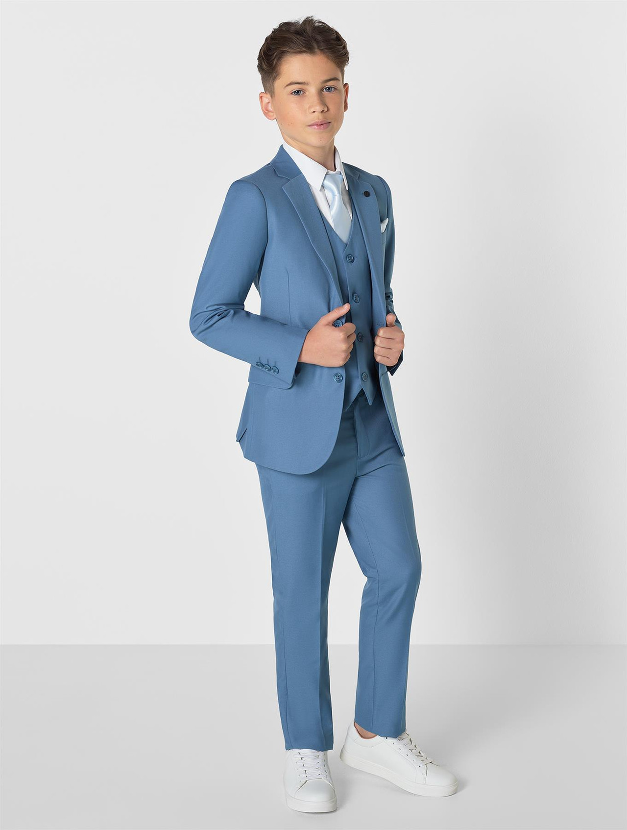 Boys steel blue suit | Boys blue wedding suits | Boys blue prom suit ...
