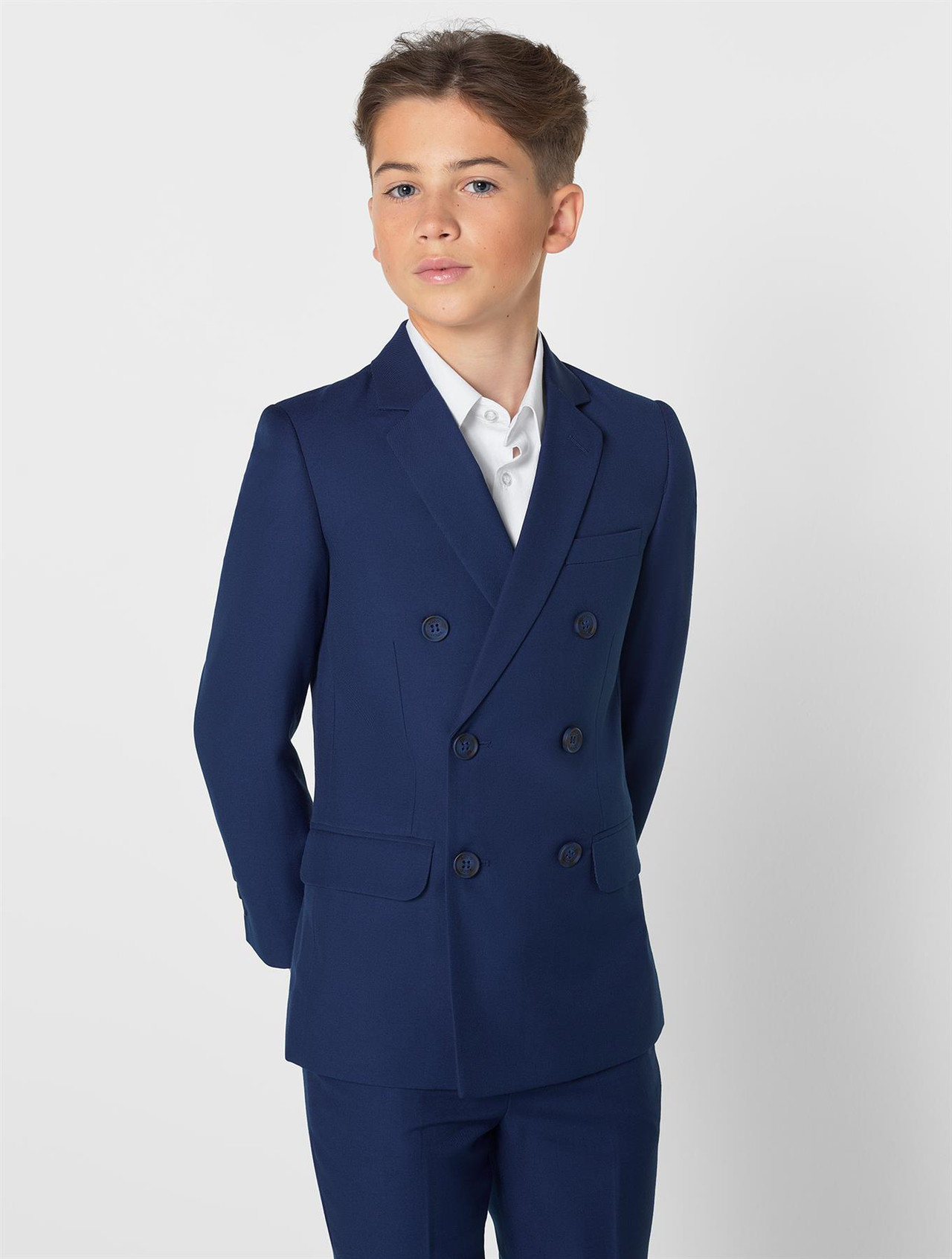 Boys double breasted navy suit | Double breasted blue page boy suit ...