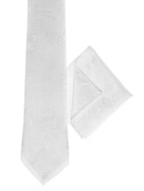 Boys white paisley tie & hanky set | Boys accessories