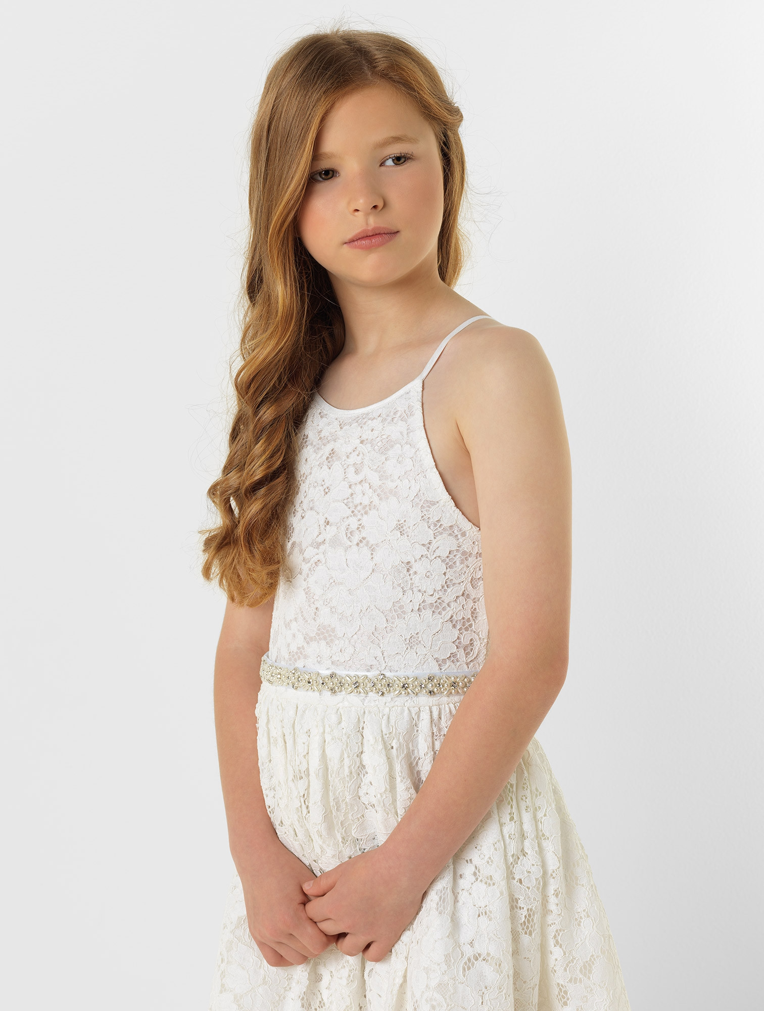 Girls ivory prom dress | Ivory flower girl dress with belt | Eloquence ...
