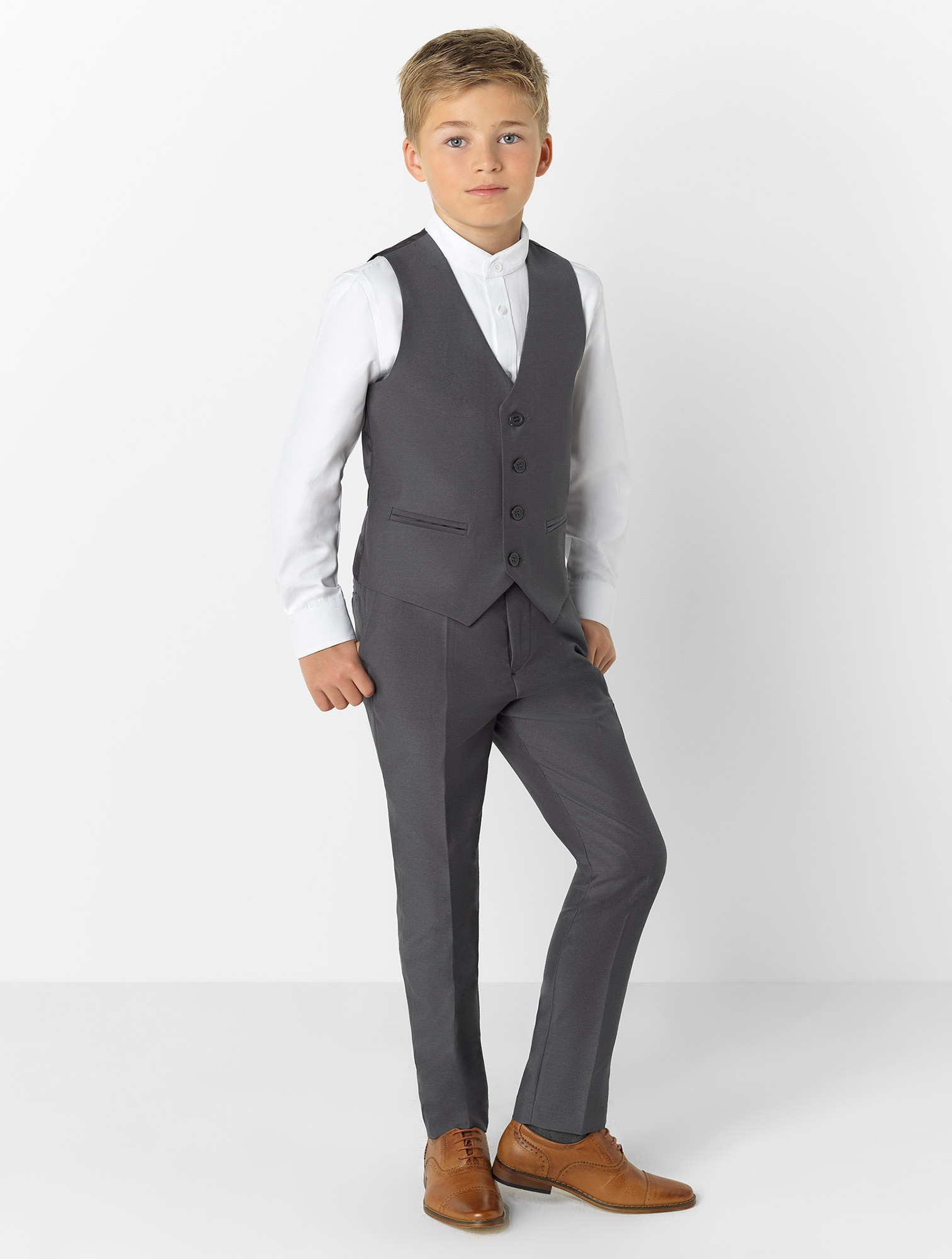 Boys Roco grey modern fit suit | Boys Grey Jacket, Trouser & Waistcoat ...
