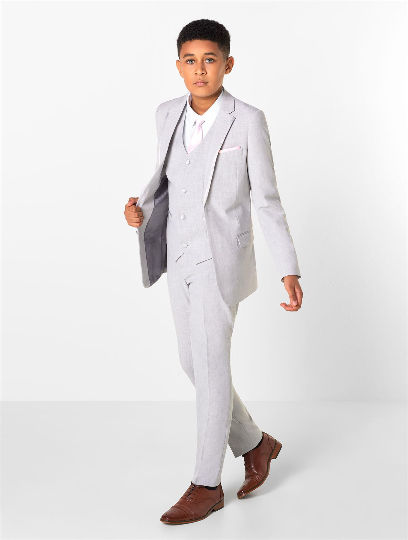 Boys grey wedding suit with satin trims | Heston grey suit | Roco