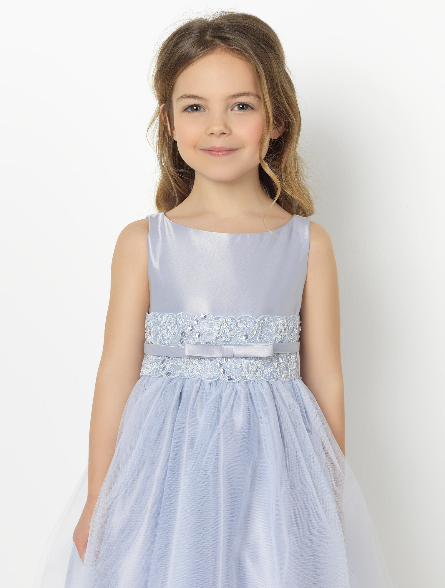 Girls silver dress | Silver flower girl dress | Rosella