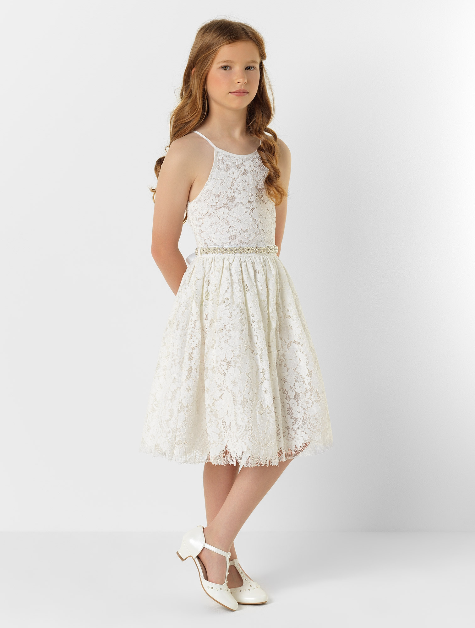 Girls ivory prom dress | Ivory flower girl dress with belt | Eloquence ...