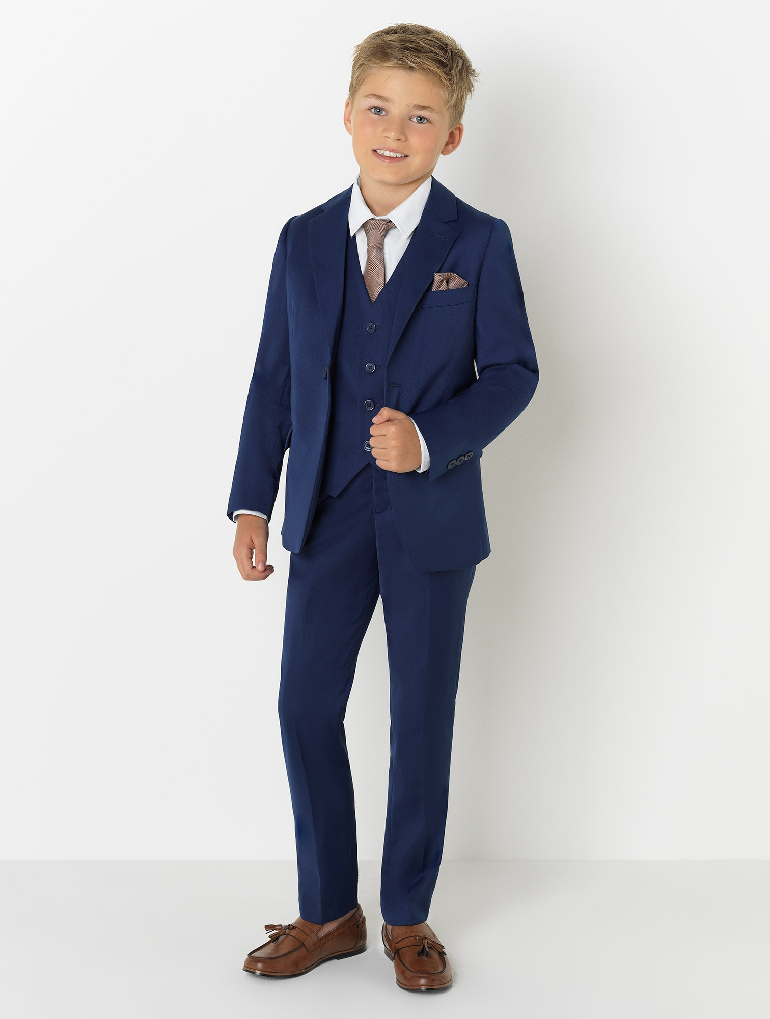Boys Roco blue modern fit suit | Boys blue 3pc suit | Roco