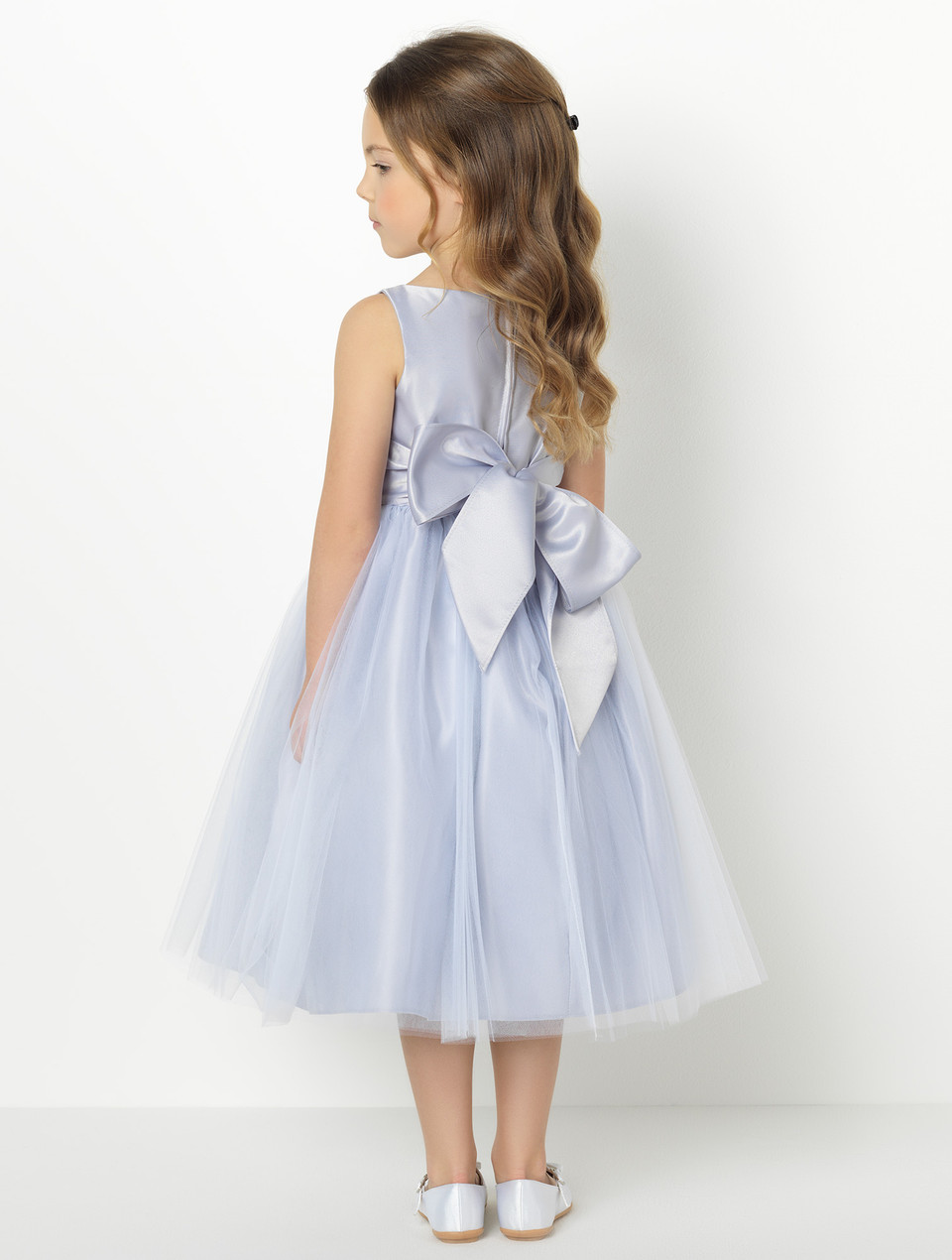 Girls silver dress | Silver flower girl dress | Rosella