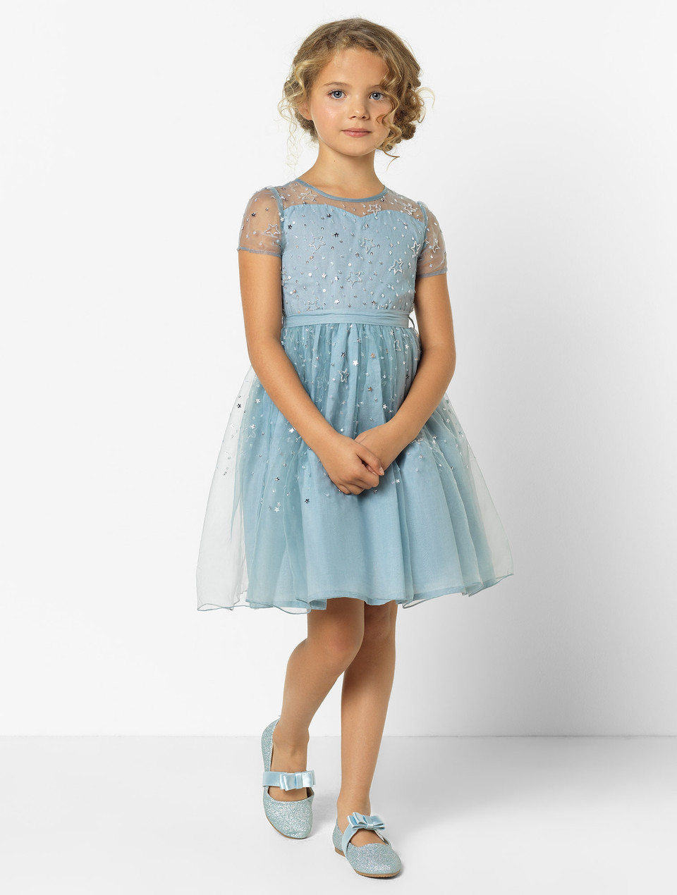 Girls silver dress | Silver flower girl dress | Rosella