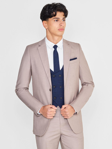 Boys neutral & navy checked wedding suit | Prom suit | Roco