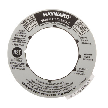 Hayward SPX0714G11 Multiport Valve Position Label