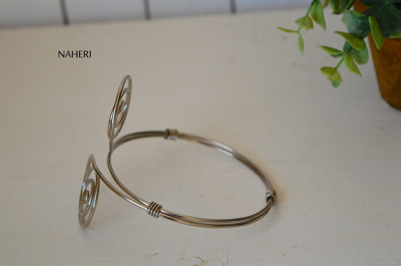 African inspired silver wired armlet