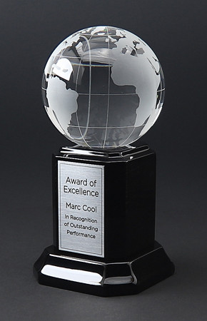 Unique Crystal Globe Employee Recognition Award