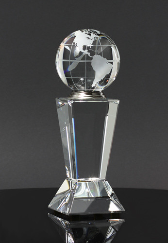 Crystal Globe Trophy w/Medium Trapezium | ASAP Awards