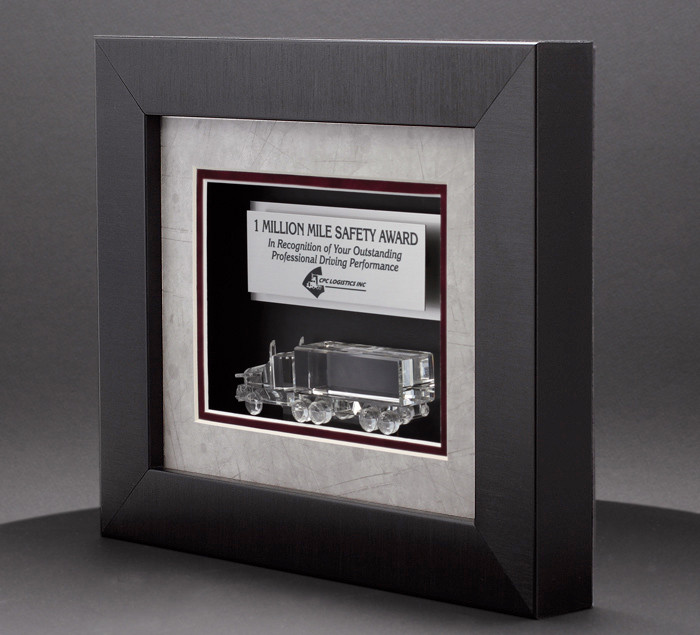 Framed Crystal Glass Tractor Trailer Award | ASAP Awards