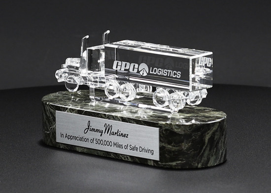3d Crystal Truck driver recognition Award 29F