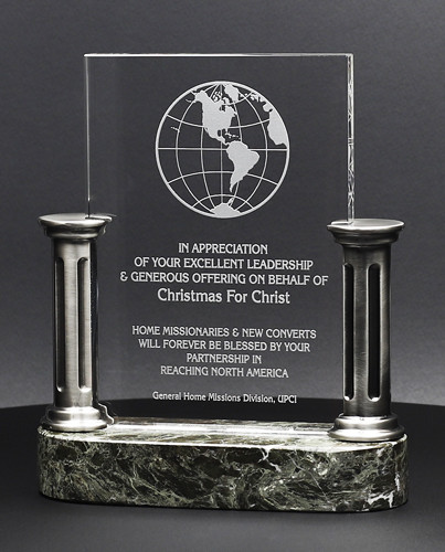Crystal Pillar Award Recognition Plaque Large | ASAP Awards