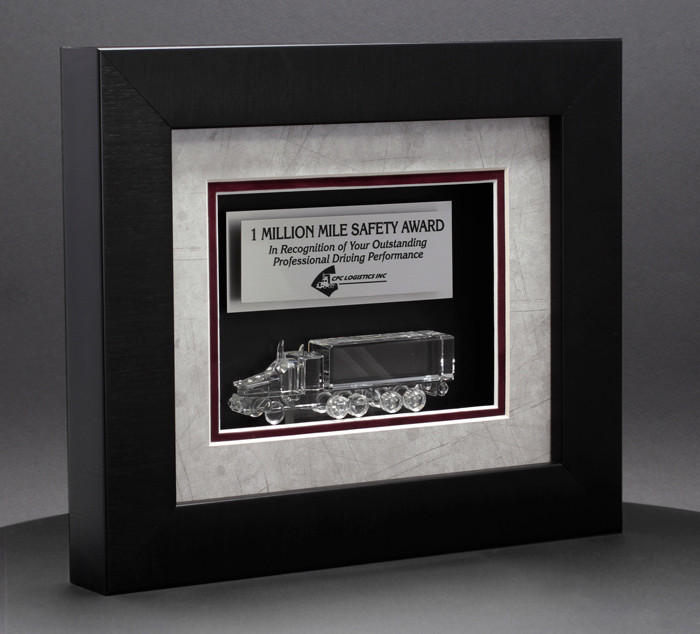 Framed Crystal Glass Tractor Trailer Award | ASAP Awards