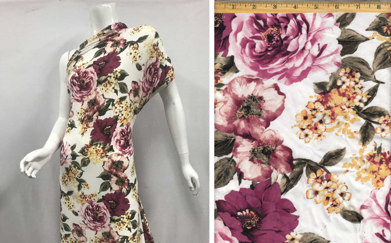 Floral Knit Dty Brushed Polyester Knit Spandex Fabric Dty Brush F1071