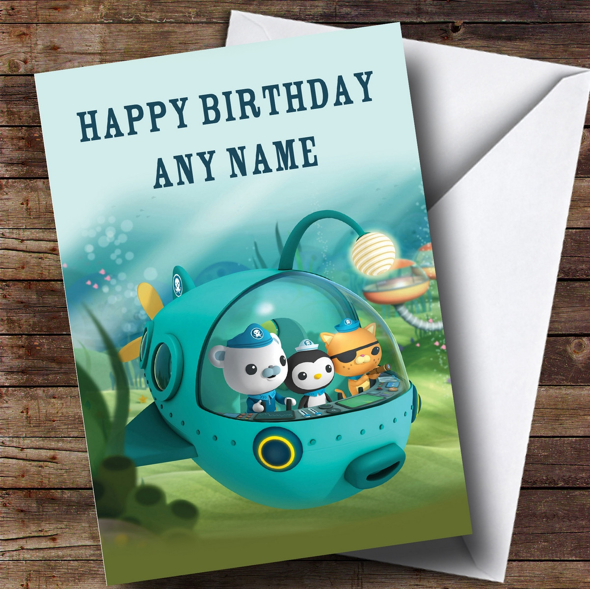 Personalized The Octonauts Sub Children's Birthday Card - Red Heart Print