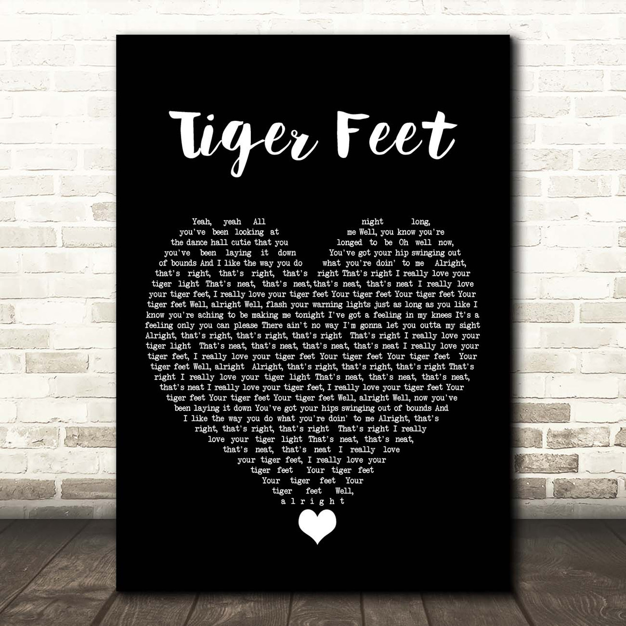Mud Tiger Feet Black Heart Song Lyric Print - Red Heart Print