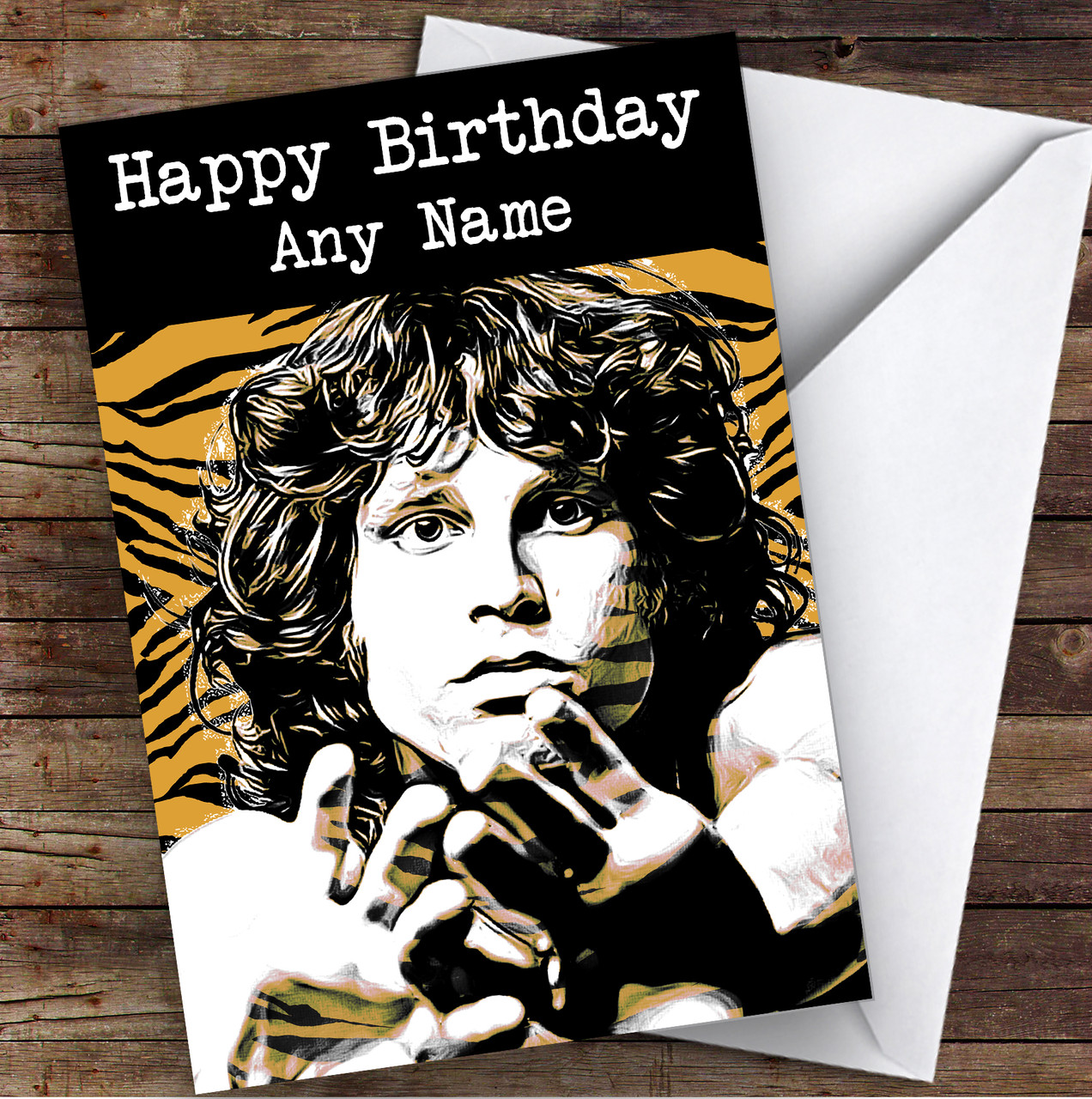 Jim Morrison Tiger Print Celebrity Personalized Birthday Card - Red ...