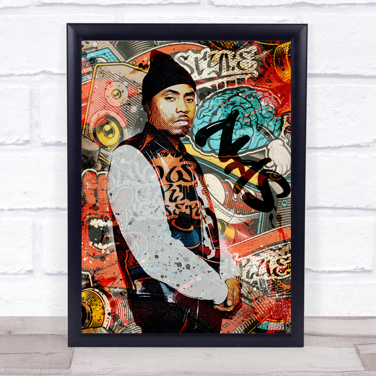 Nas Urban Graffiti Wall Art Print - Red Heart Print