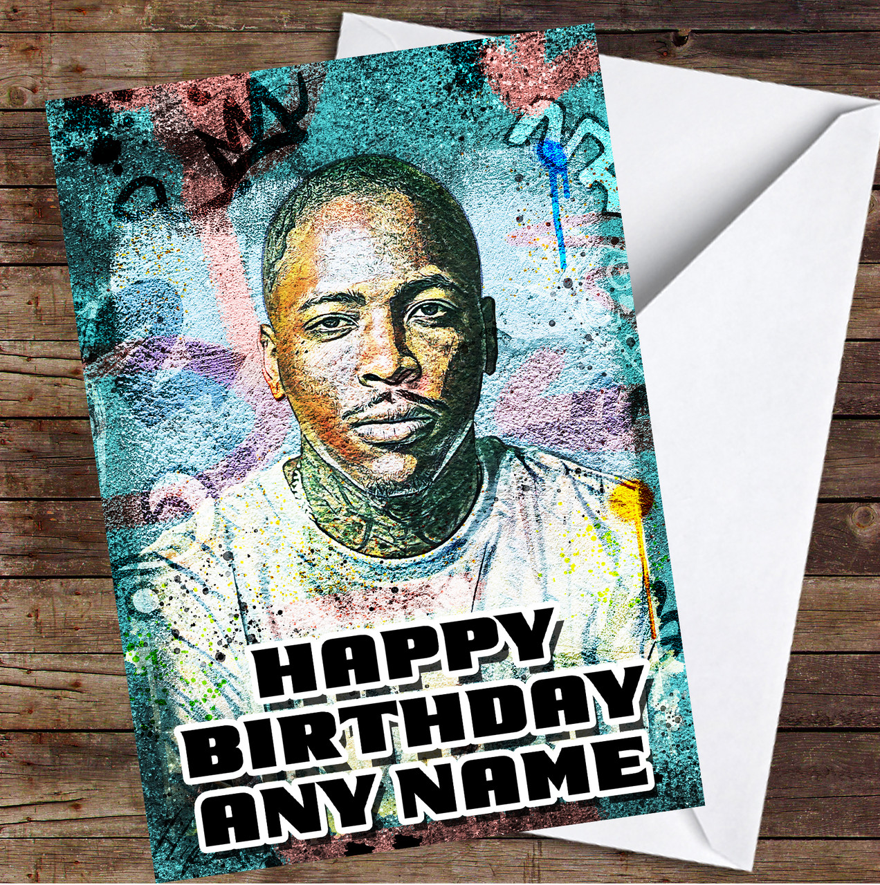 Yg Rapper Urban Fade Graffiti Splatter Personalized Birthday Card - Red ...