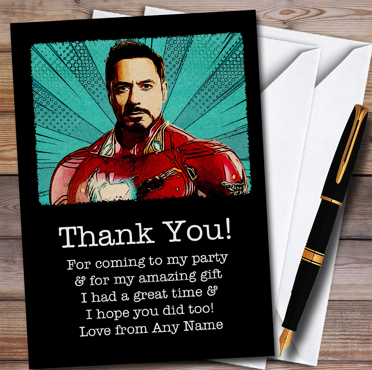Iron Man Robert Downey Jr Children's Personalized Birthday Party Thank ...