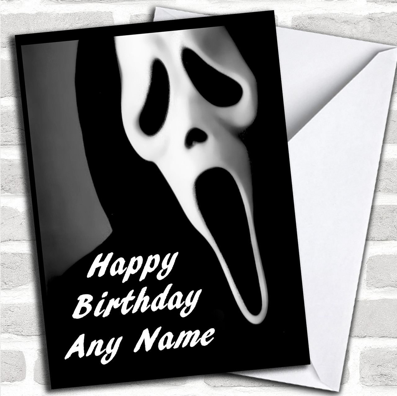 Scream Scary Horror Personalized Birthday Card - Red Heart Print