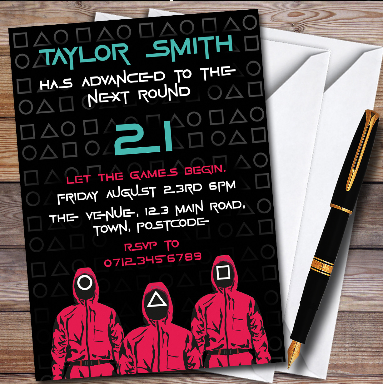 Squid Game Next Round personalized Birthday Party Invitations - Red ...