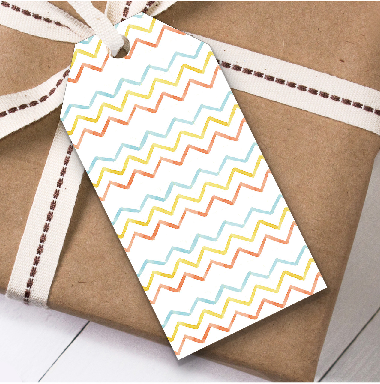 colorful Zig Zags Three Lines Birthday Present Favor Gift Tags - Red ...