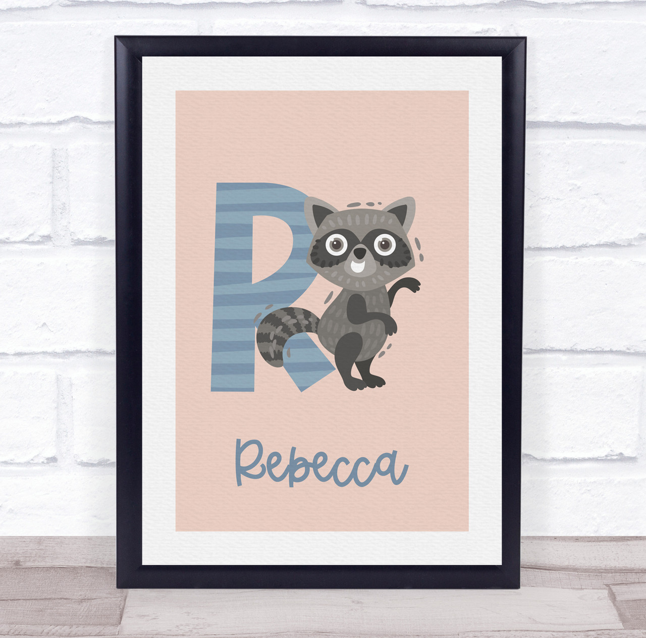 Initial Funky Letter R With Raccoon Personalised Children's Wall Art ...