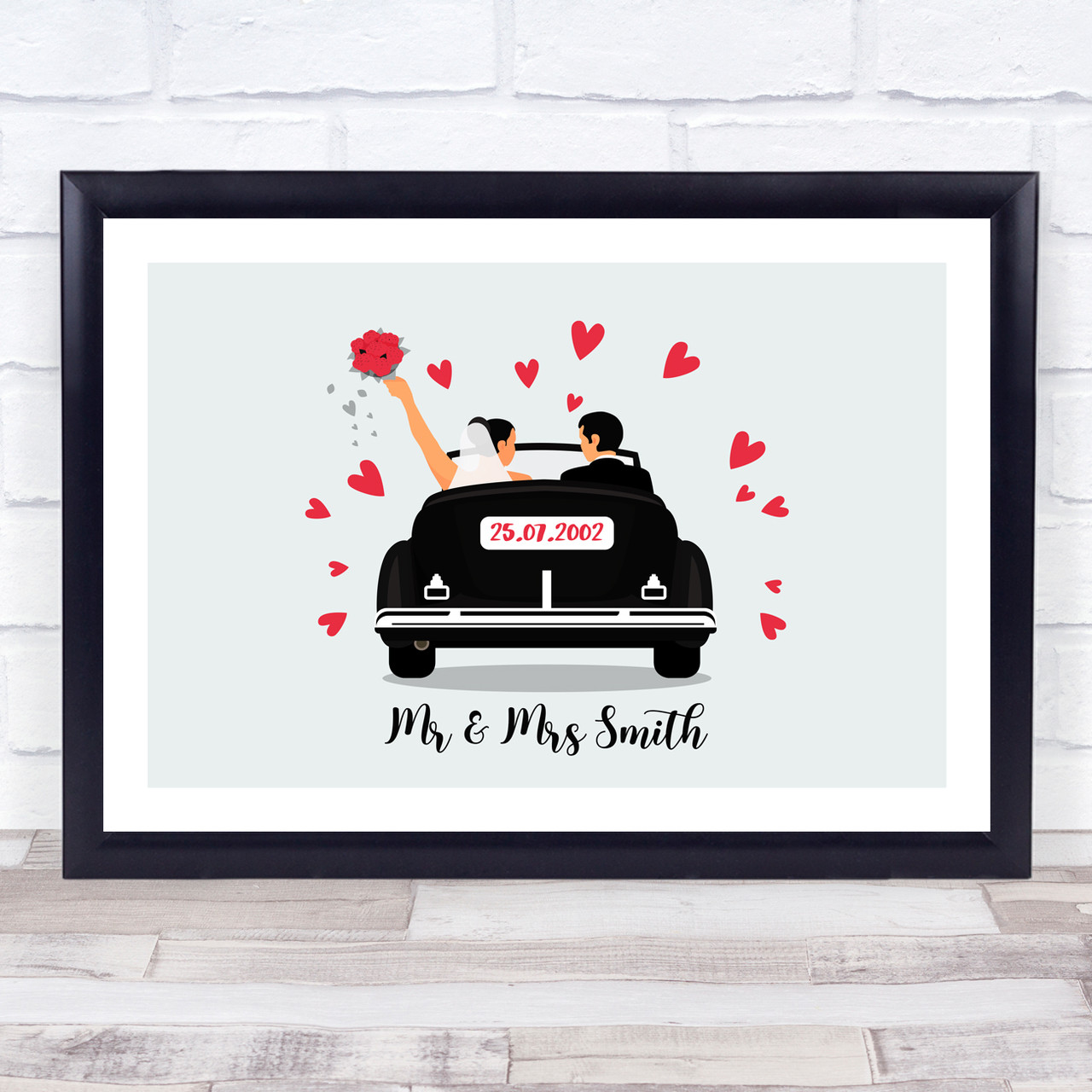 Black Wedding Car Anniversary Couple Wedding Date Personalized Gift ...