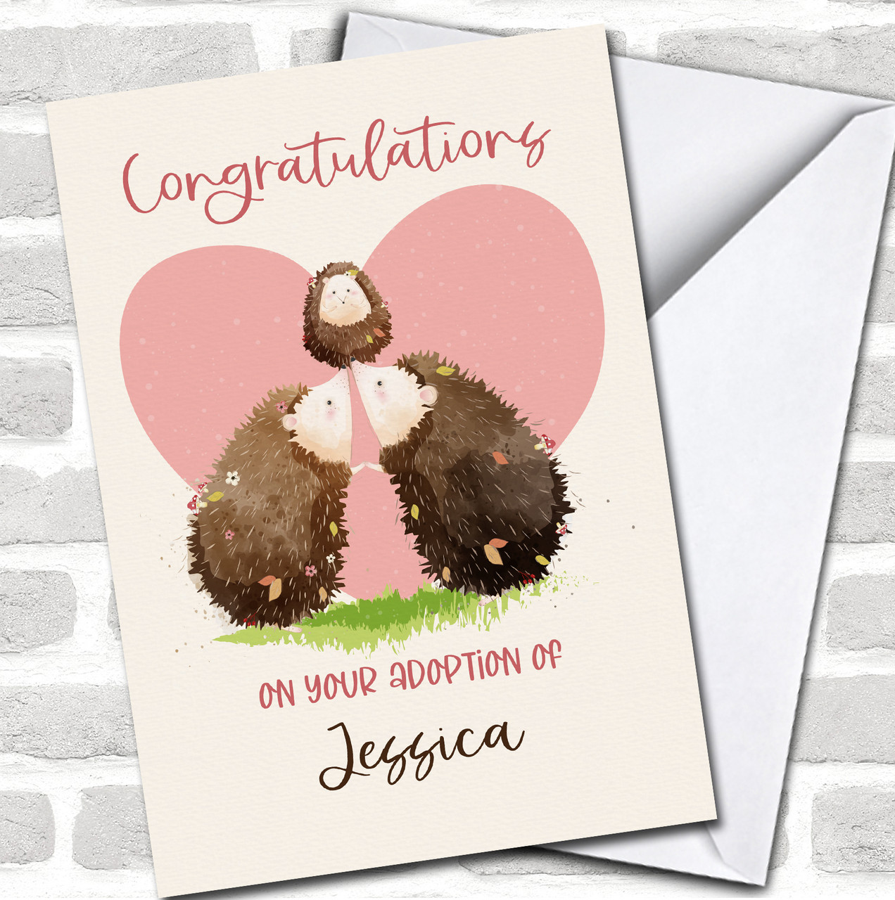 Cute Hedgehog Family Congratulations Adoption New Child Personalized ...