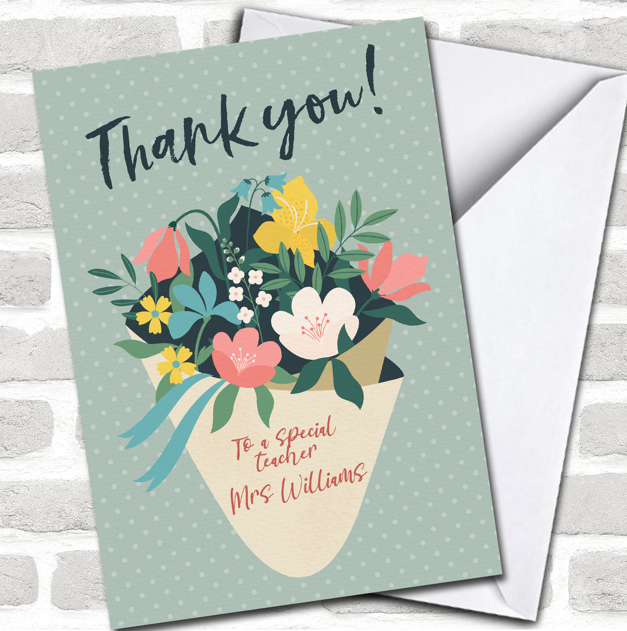 Bunch Of Flowers Special Teacher School Leavers Personalized Card - Red ...