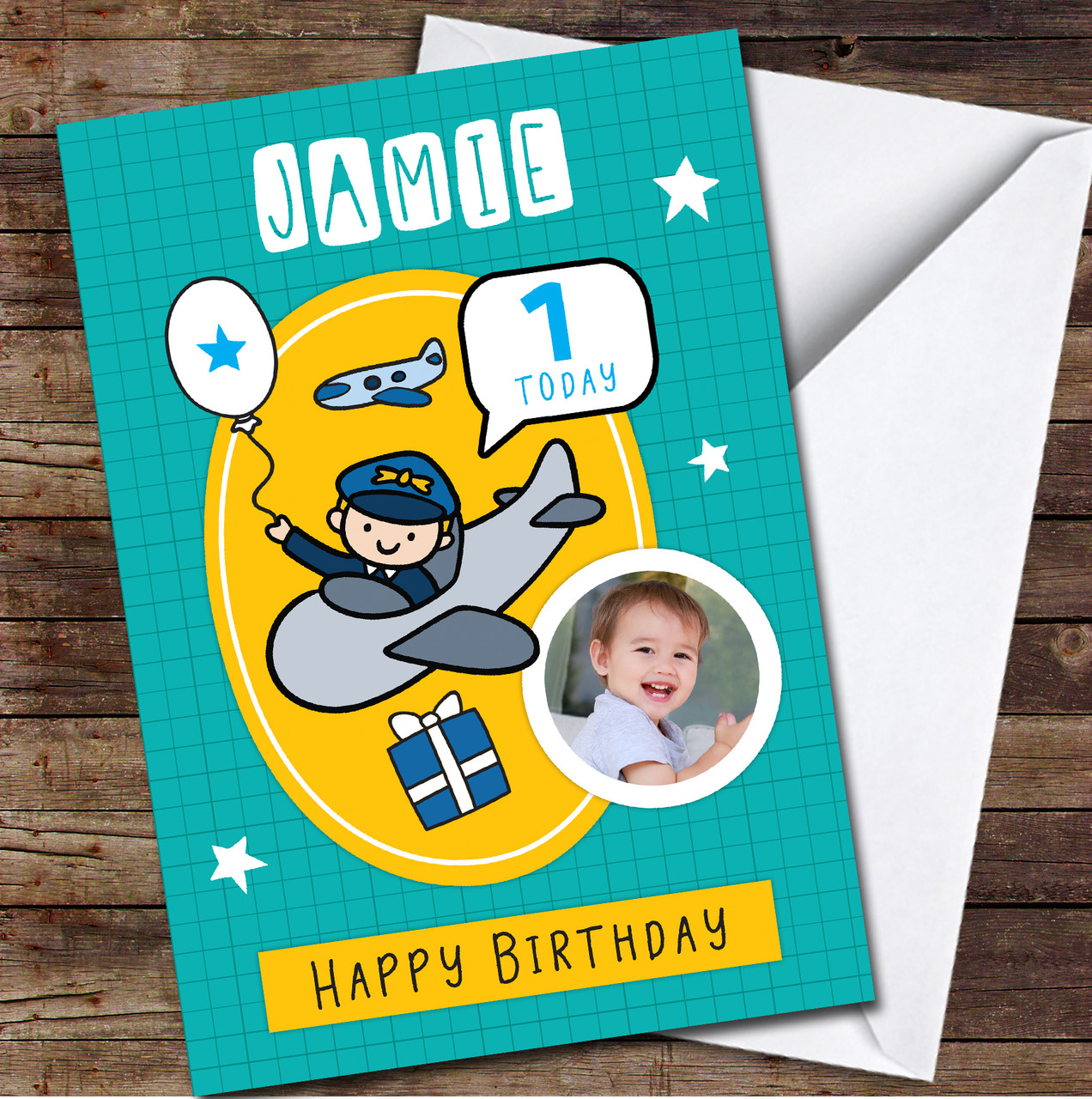 1st Boy Plane Photo Airplane Pilot Sky Transport Green Any Age Birthday ...