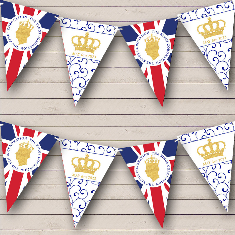Gold Crown Swirls His Majesty King Charles III Coronation Flag Banner ...