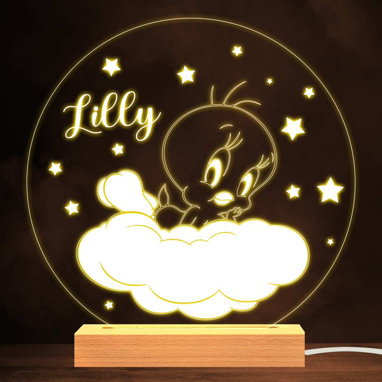 Looney Tunes Tweety Stars Kids Tv Show Personalized Gift Warm White ...