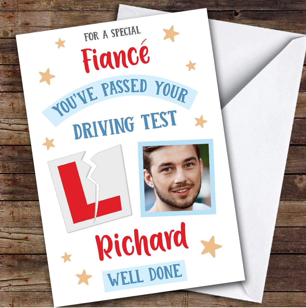 Personalized Passed Driving Test Card For Fiance Photo L Plate Star ...