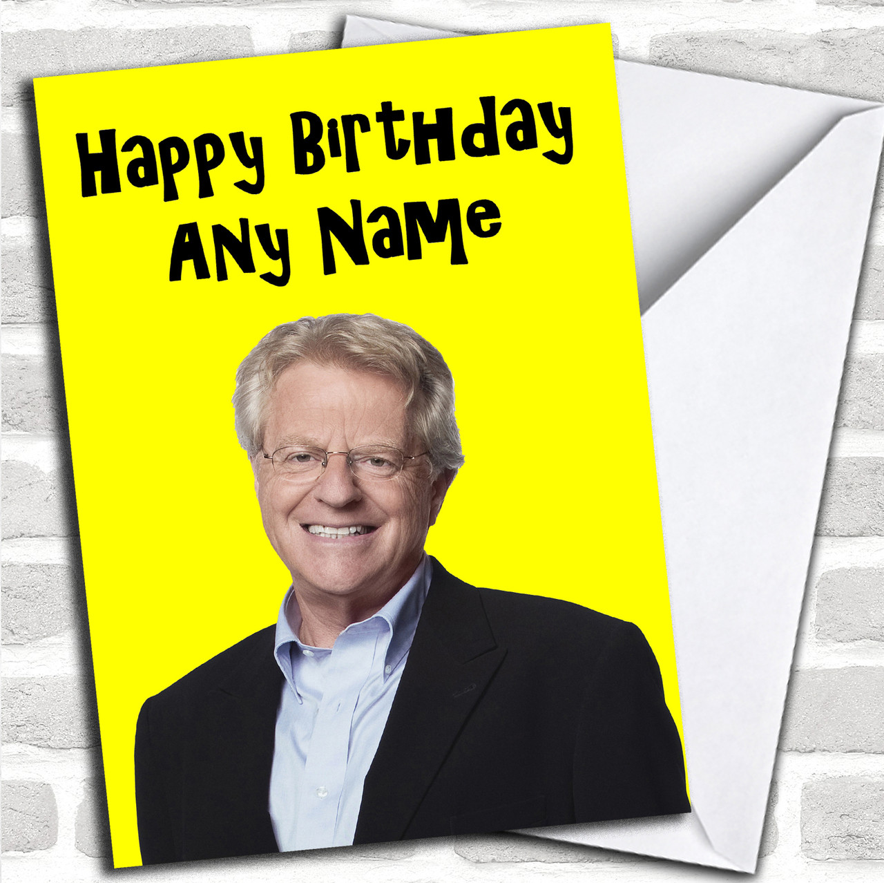 Jerry Springer Personalized Birthday Card - Red Heart Print