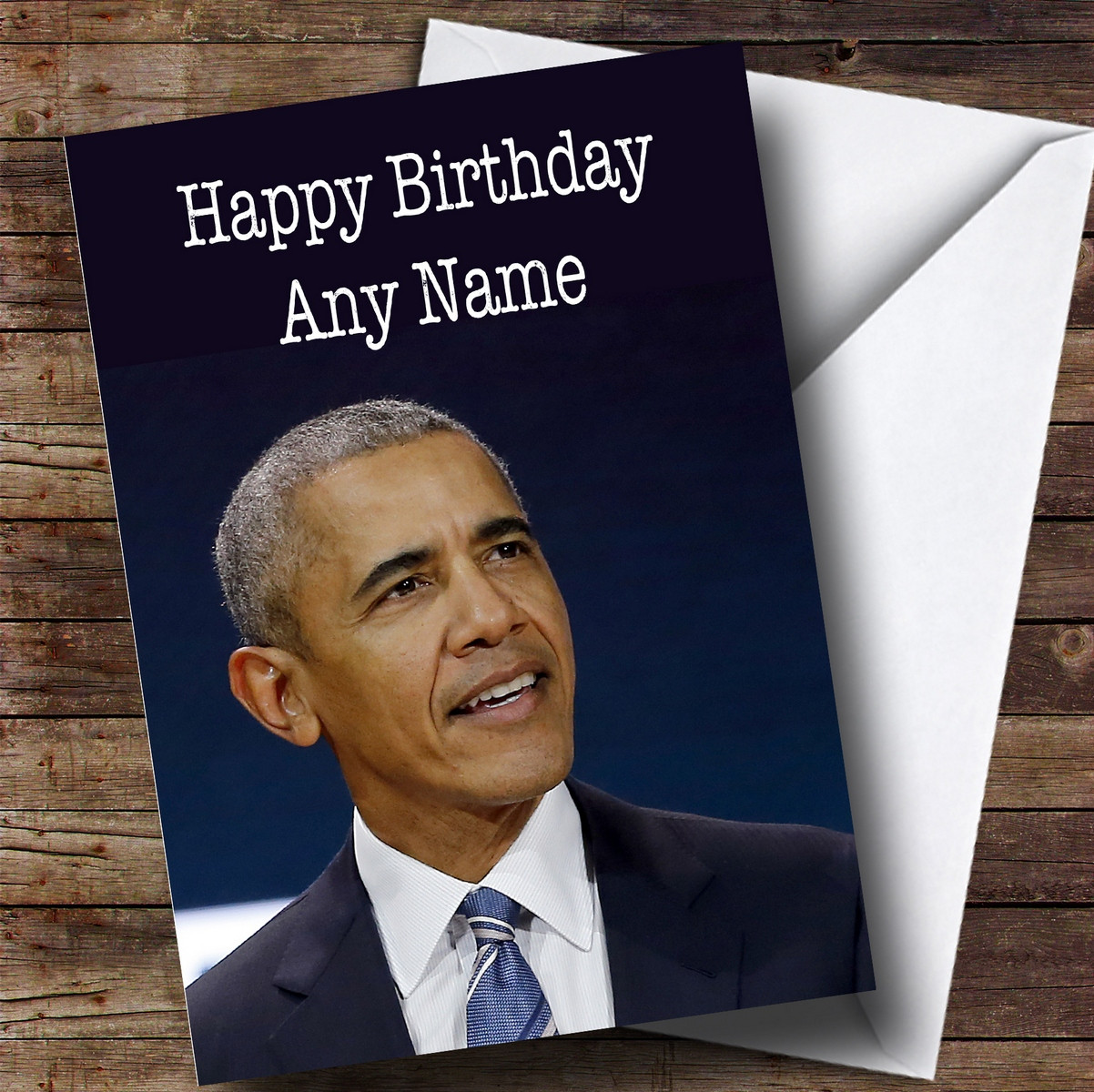 Personalized Barack Obama Celebrity Birthday Card - Red Heart Print