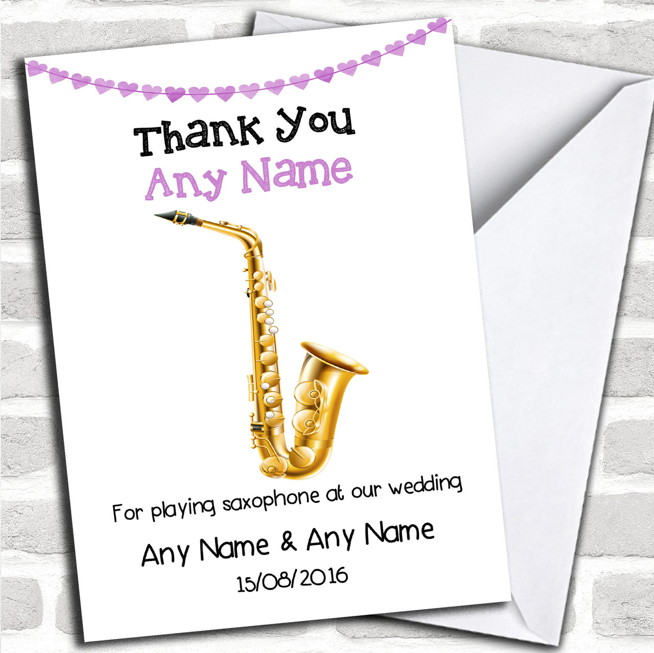 Thank You For Playing Saxophone at Our Wedding Personalized Thank You ...