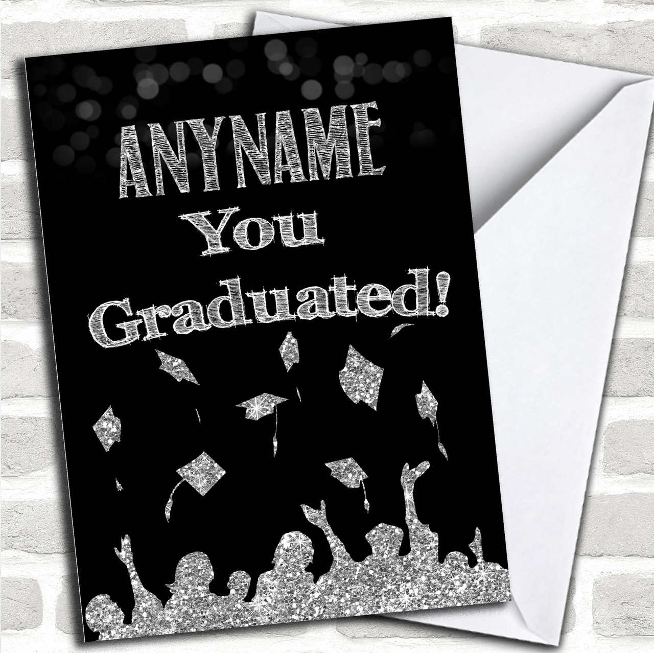 You've Graduated Sparkle Personalized Graduation Card - Red Heart Print