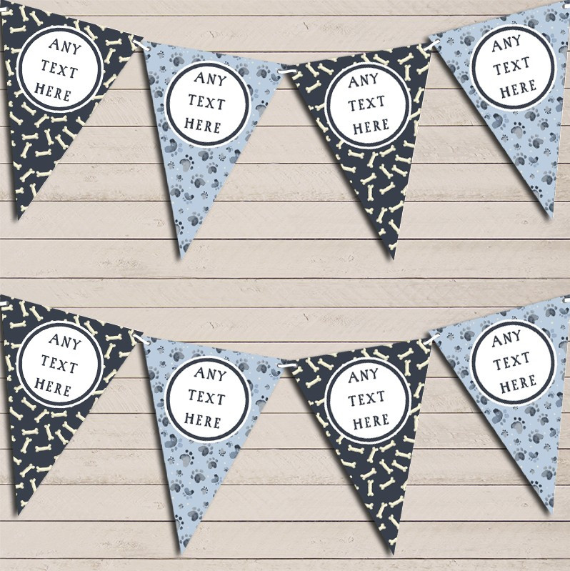 Dog Paws And Bones Blue Personalized Children's Birthday Bunting - Red ...