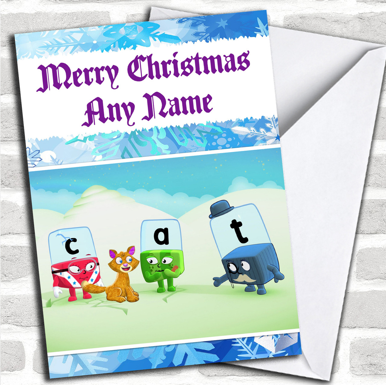 Alphablocks Personalized Christmas Card - Red Heart Print