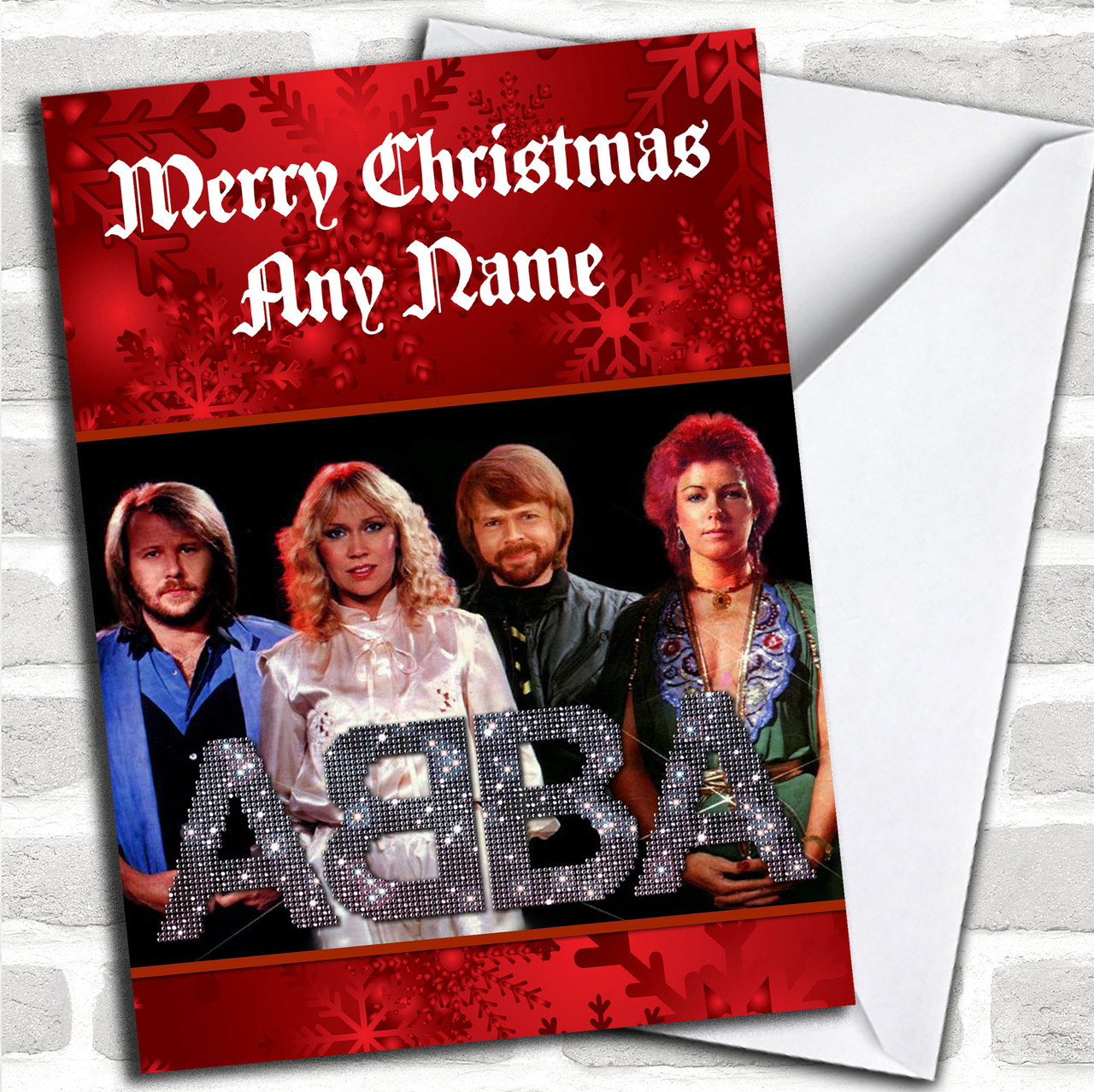 Abba Personalized Christmas Card - Red Heart Print