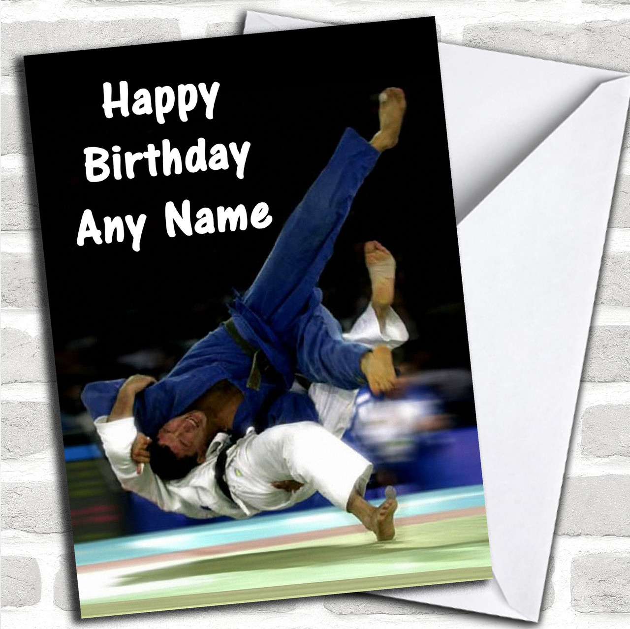 Martial Arts Judo Personalized Birthday Card - Red Heart Print