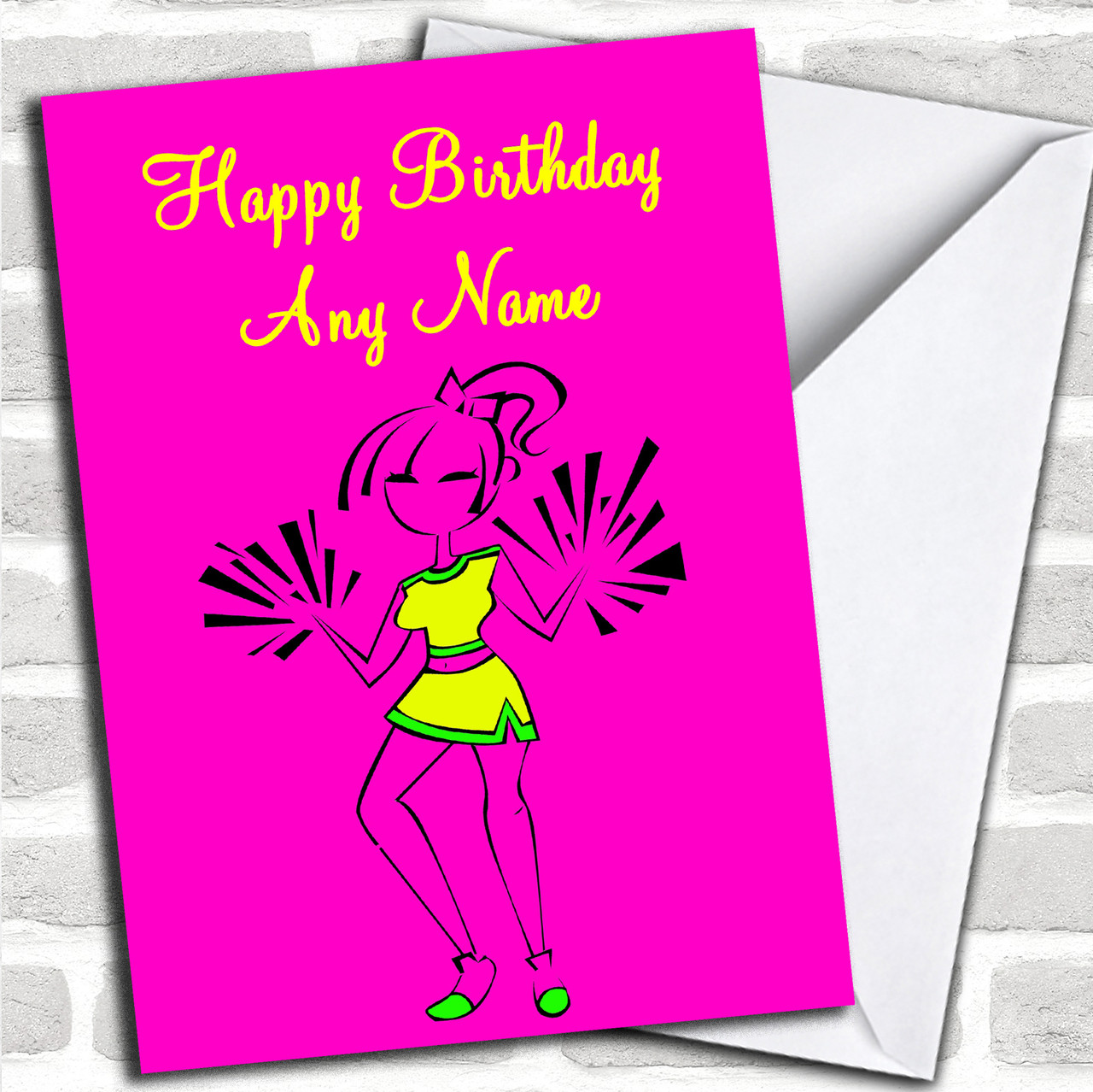 Cheerleading Personalized Birthday Card - Red Heart Print