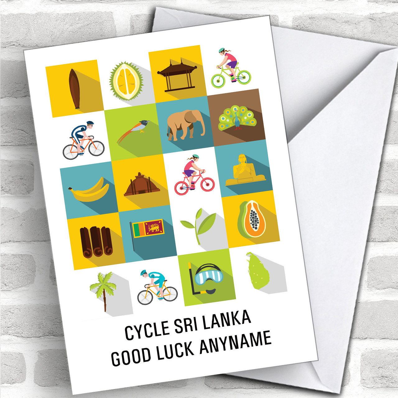 Bike Sri Lanka Good Luck Personalized Good Luck Card - Red Heart Print